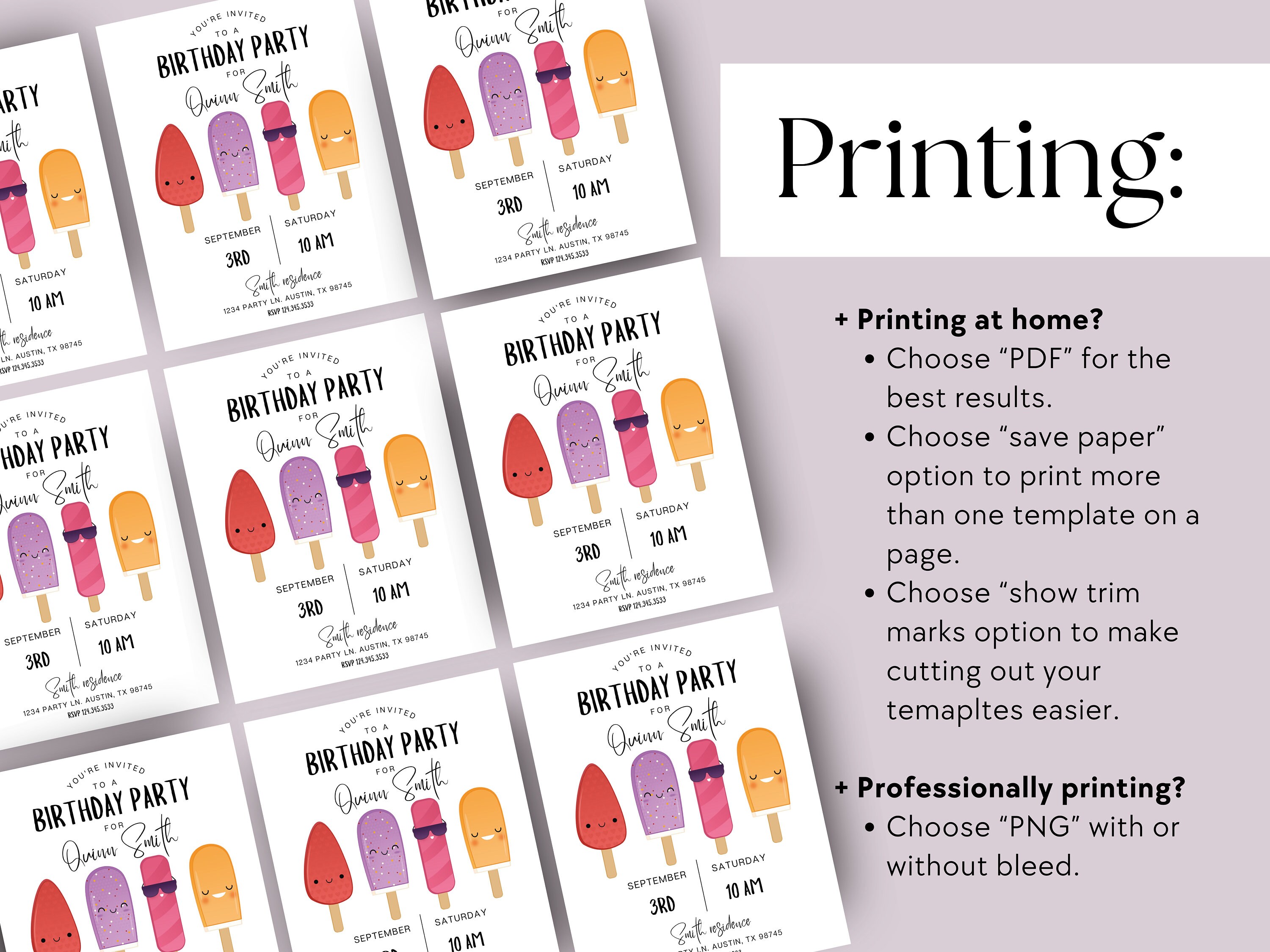 Popsicle Birthday Invitation, Summer Birthday Invitation, Popsicle ...