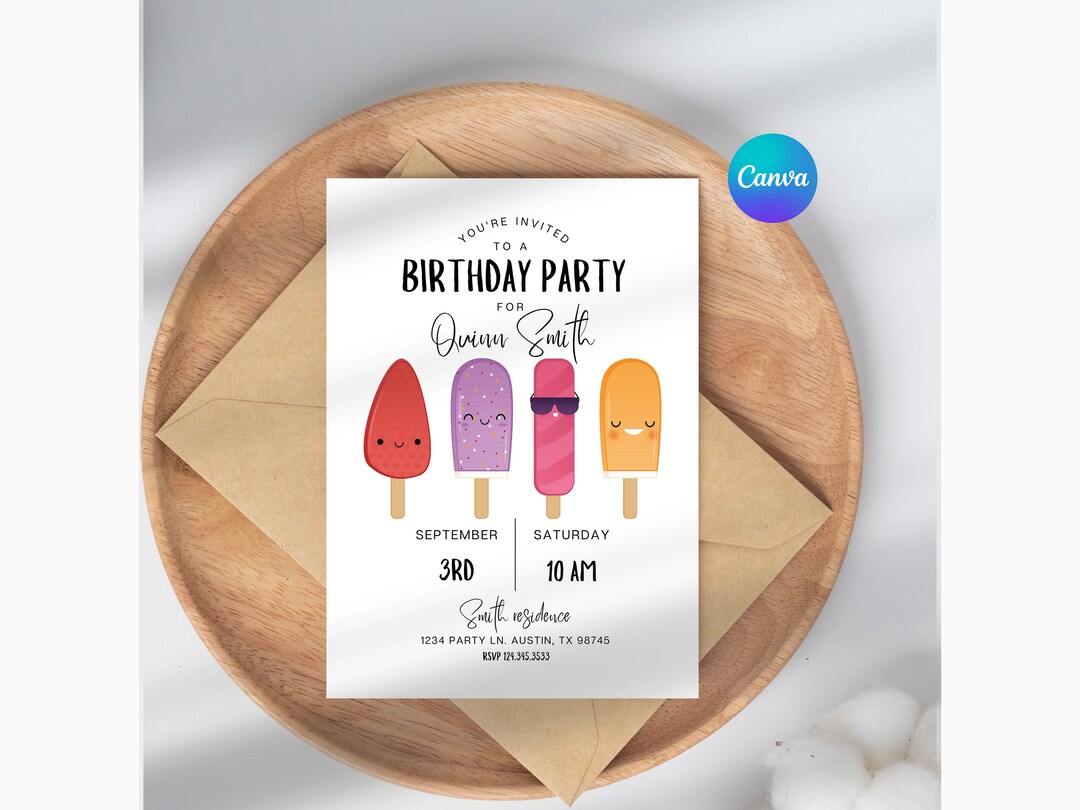 Popsicle Birthday Invitation, Summer Birthday Invitation, Popsicle ...