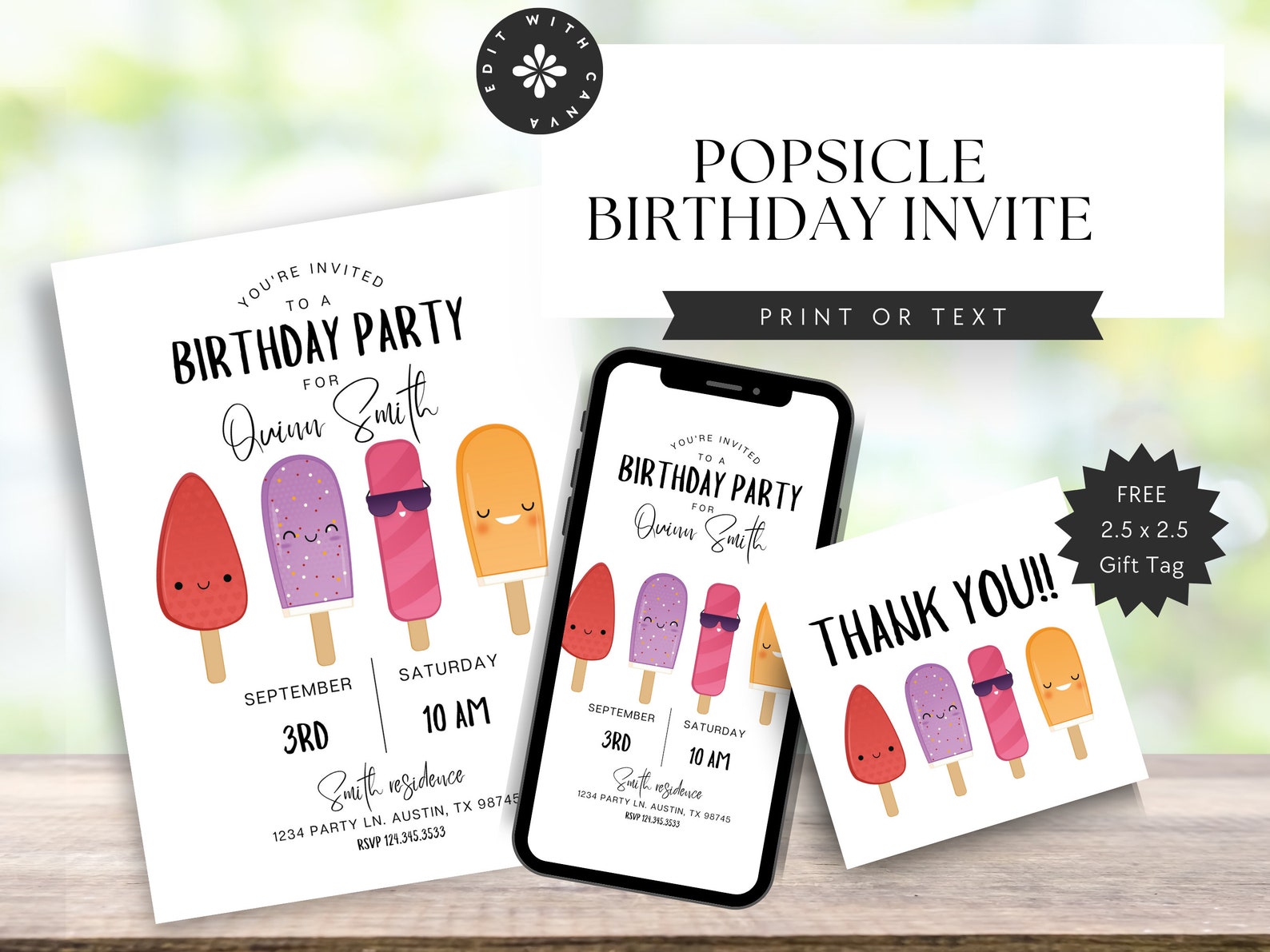 Popsicle Birthday Invitation, Summer Birthday Invitation, Popsicle Invitation, Pop on Over, Come ...