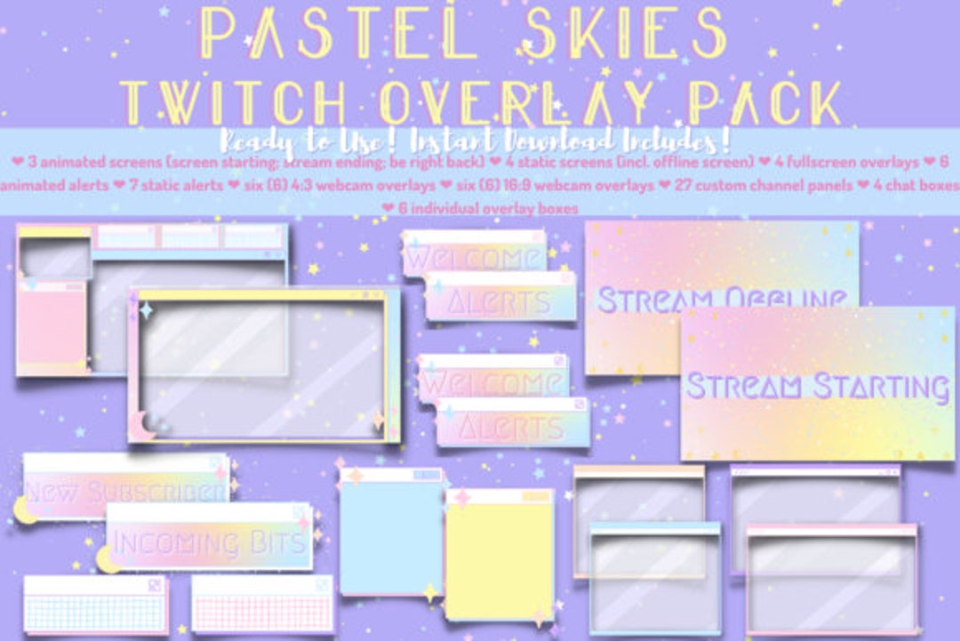 Pastel Skies Twitch Stream Overlay Package - Etsy