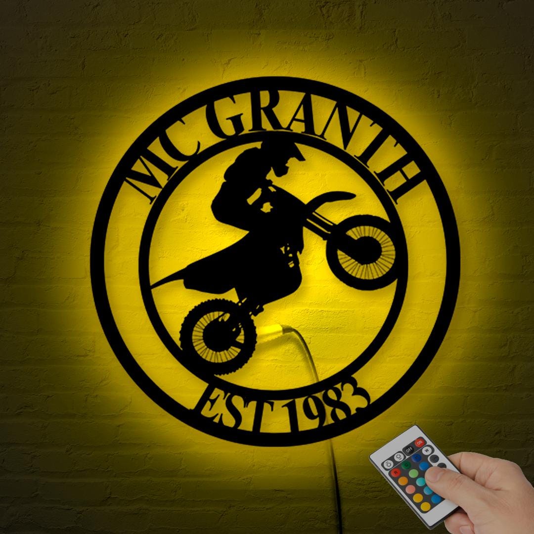 Custom Motocross Dirt Bike Name LED Sign, Personalized Biker Sign,dirt ...