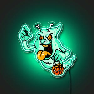 Ghost Neon Sign, Custom Ghost Halloween LED Neon Light Sign, Wall Decor ...