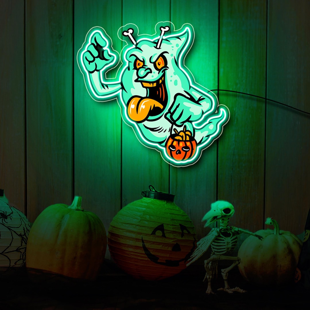 Ghost Neon Sign, Custom Ghost Halloween LED Neon Light Sign, Wall Decor ...