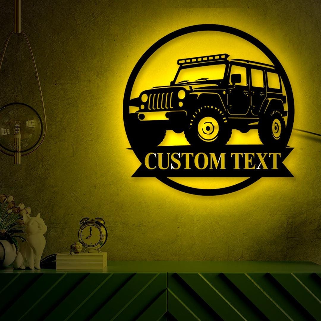 Custom Car Garage LED Light Sign, Car Signs for Garage, Car Name Sign ...