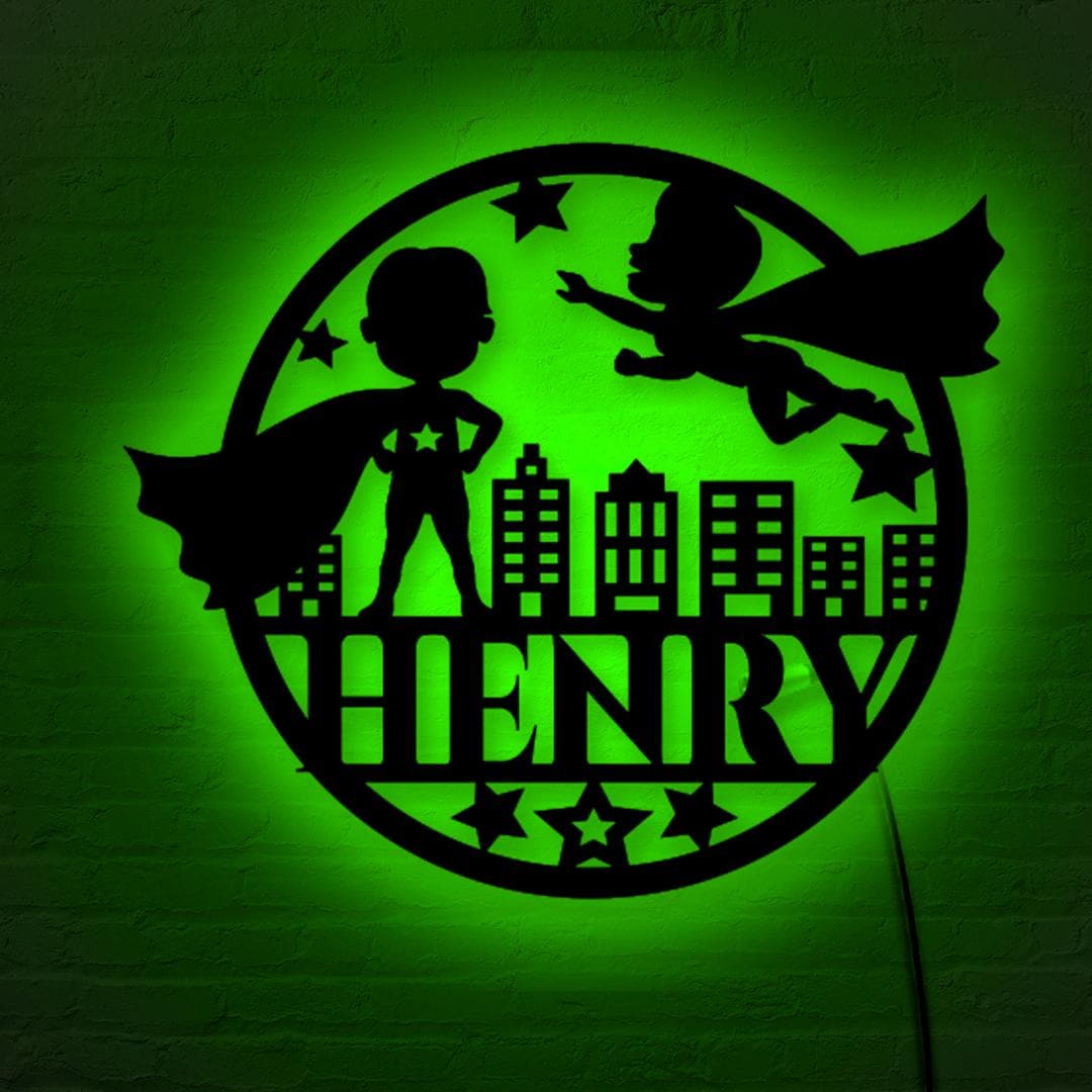 Custom Superhero LED Neon Sign, Superhero Theme Birthday Sign ...