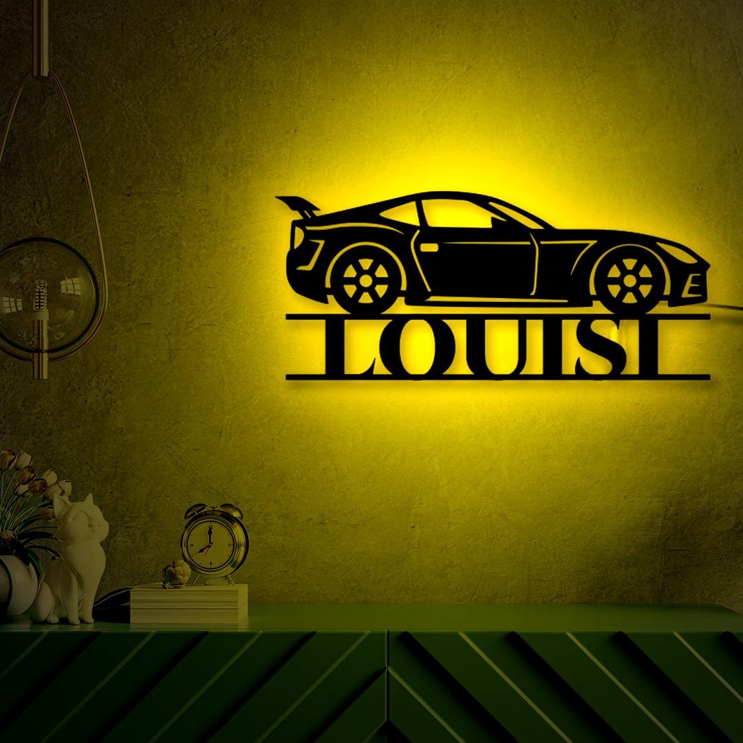 Sports Race Car Custom Name Led Sign,supercar Wall Decor, Car Name Sign ...