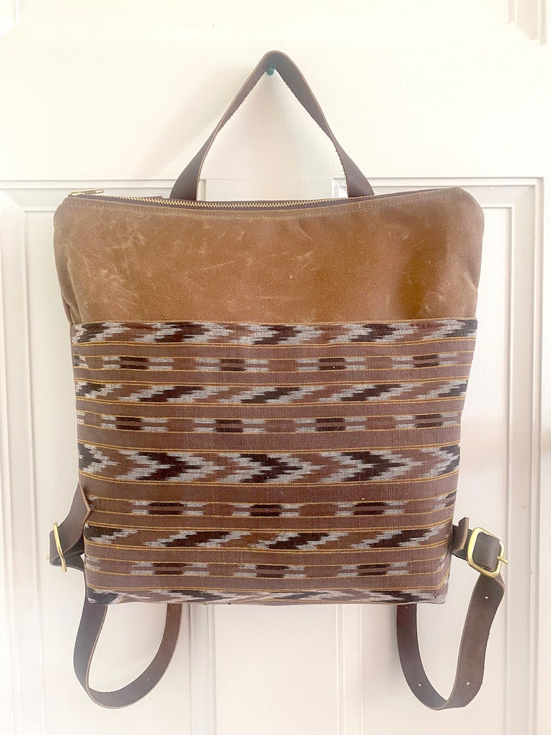 Tan Waxed Canvas Backpack Ikat Backpack Tan Canvas Bag - Etsy