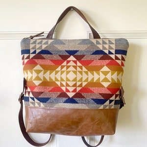 Leather Backpack Made With Pendleton® Wool, Backpack Diaper Bag, Women's Backpack, Laptop ...