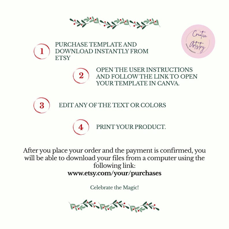 Editable Watercolor Christmas Gift Tag Canva Template, Round Holiday ...