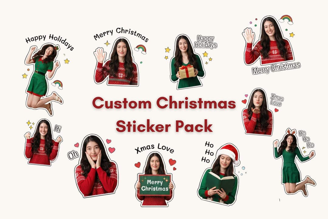 Christmas Face Stickers, My Face Sticker Christmas, Personalized ...
