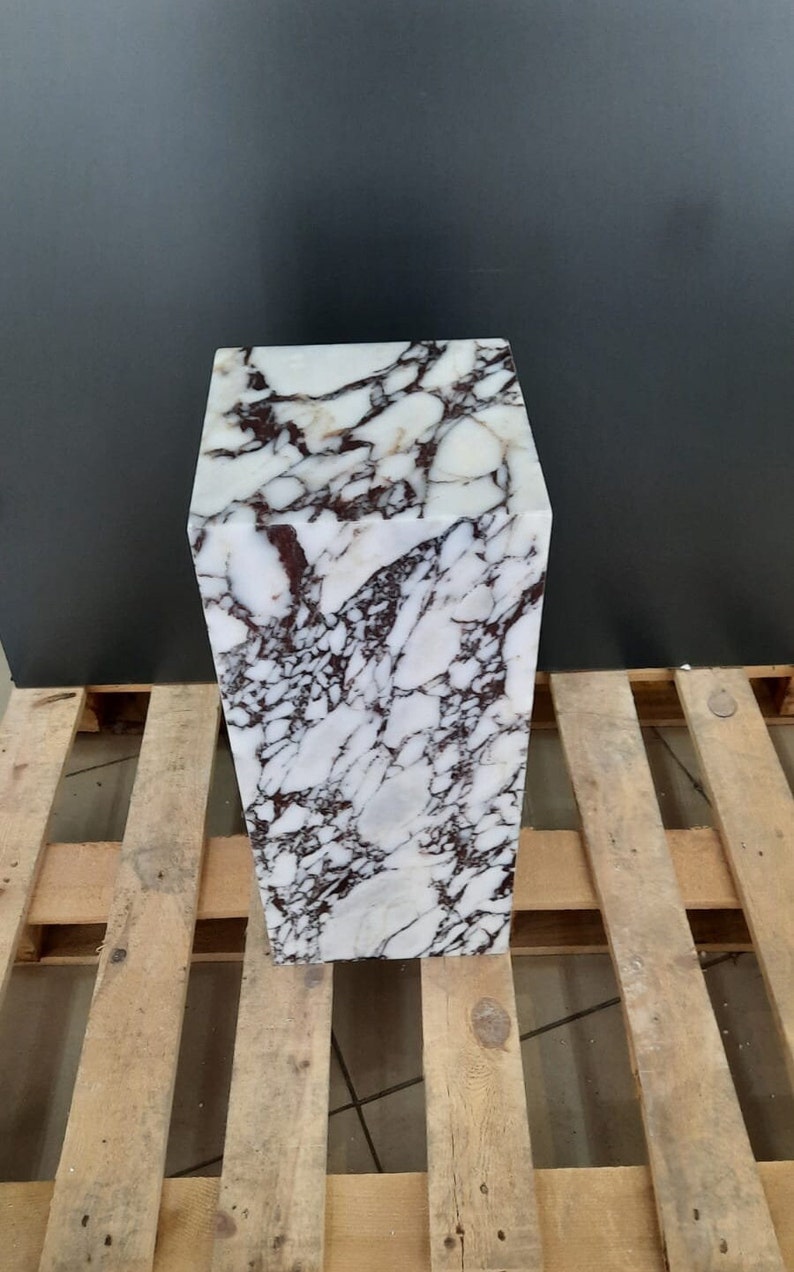 Calacatta Viola Marble Plinth: Luxurious Side Table (7.8x23.6" H) - Etsy