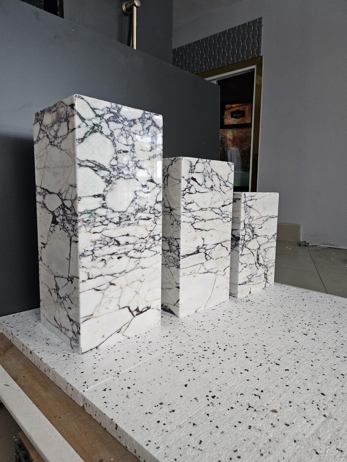 Custom Calacatta Viola Marble Plinth: Natural Stone Side Table - Etsy