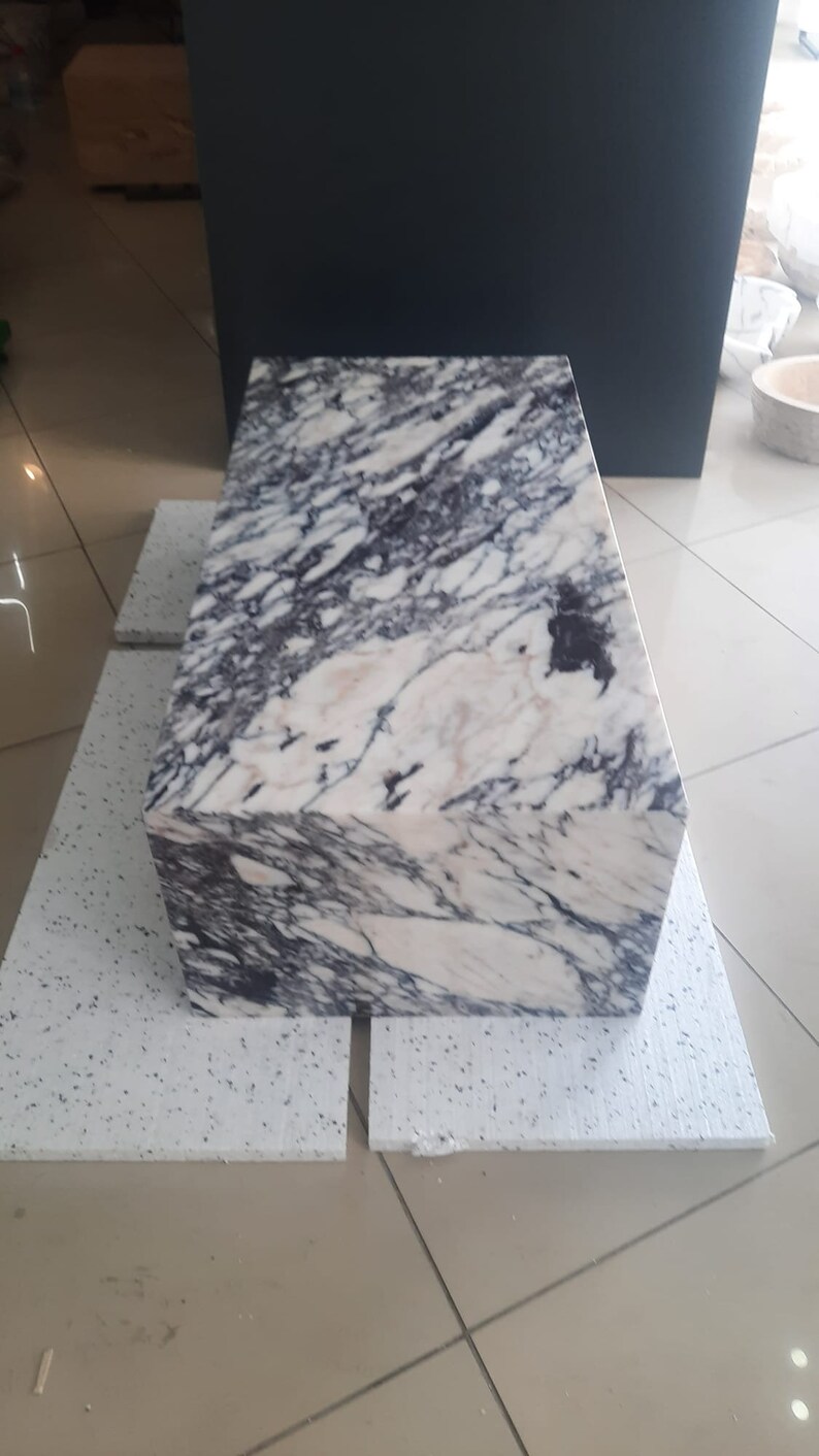 Calacatta Viola Marble Plinth Coffee Table , Marble Coffee Table ...