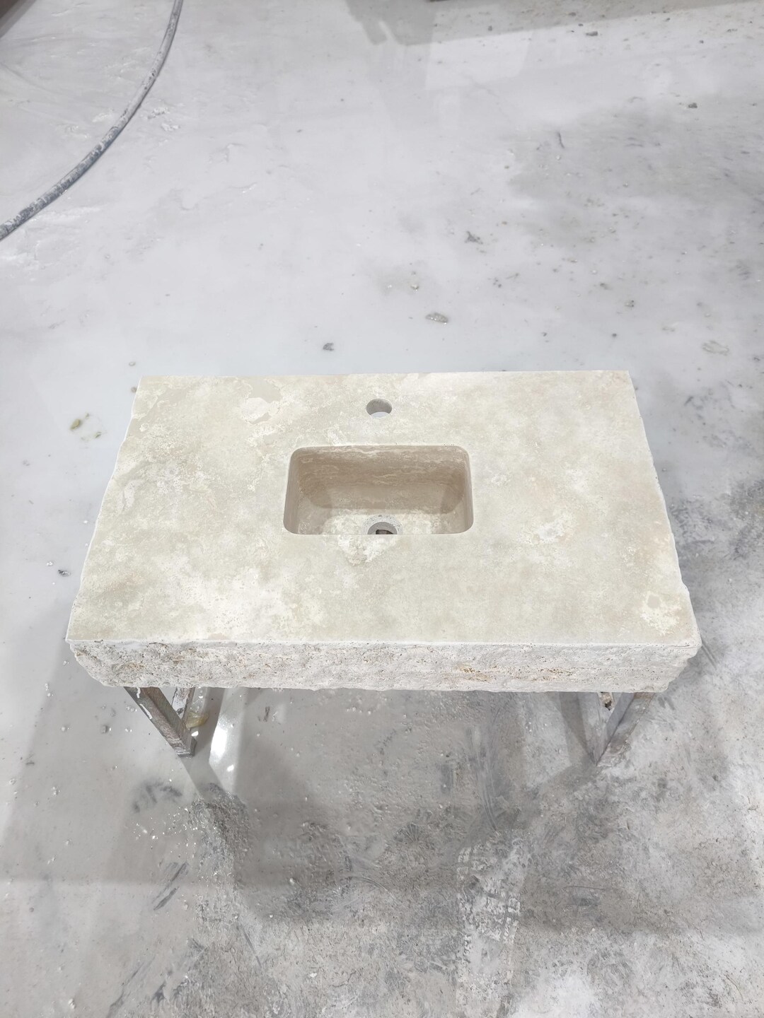 Travertine Split Face Marble Sink: Rustic Wall Mounted Bathroom Basin ...