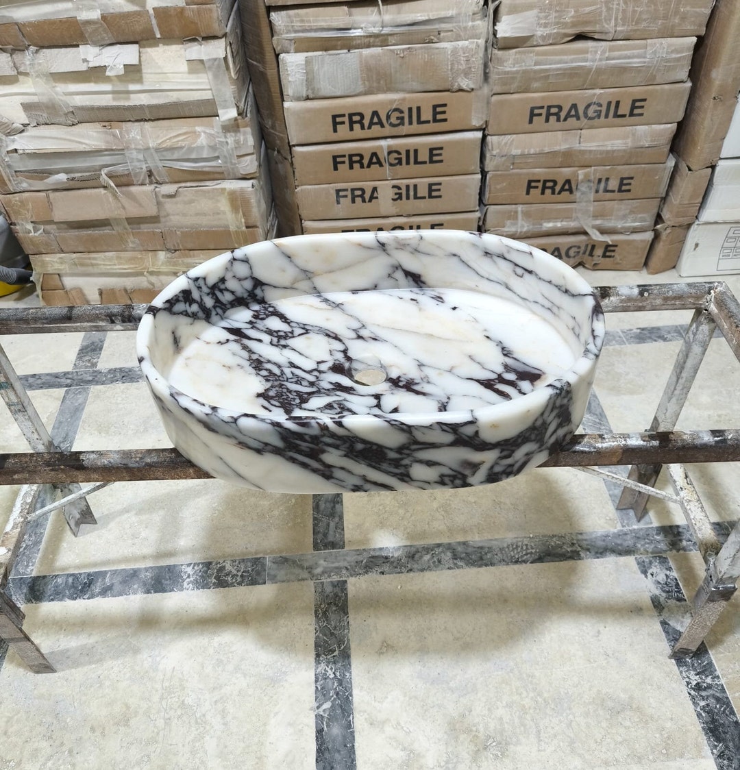 Custom Sink for Emily, 20"x16"x5" Calacatta Viola Marble Sink, Sink for ...
