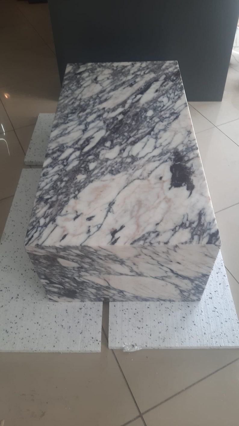 Calacatta Viola Marble Plinth Coffee Table , Marble Coffee Table ...