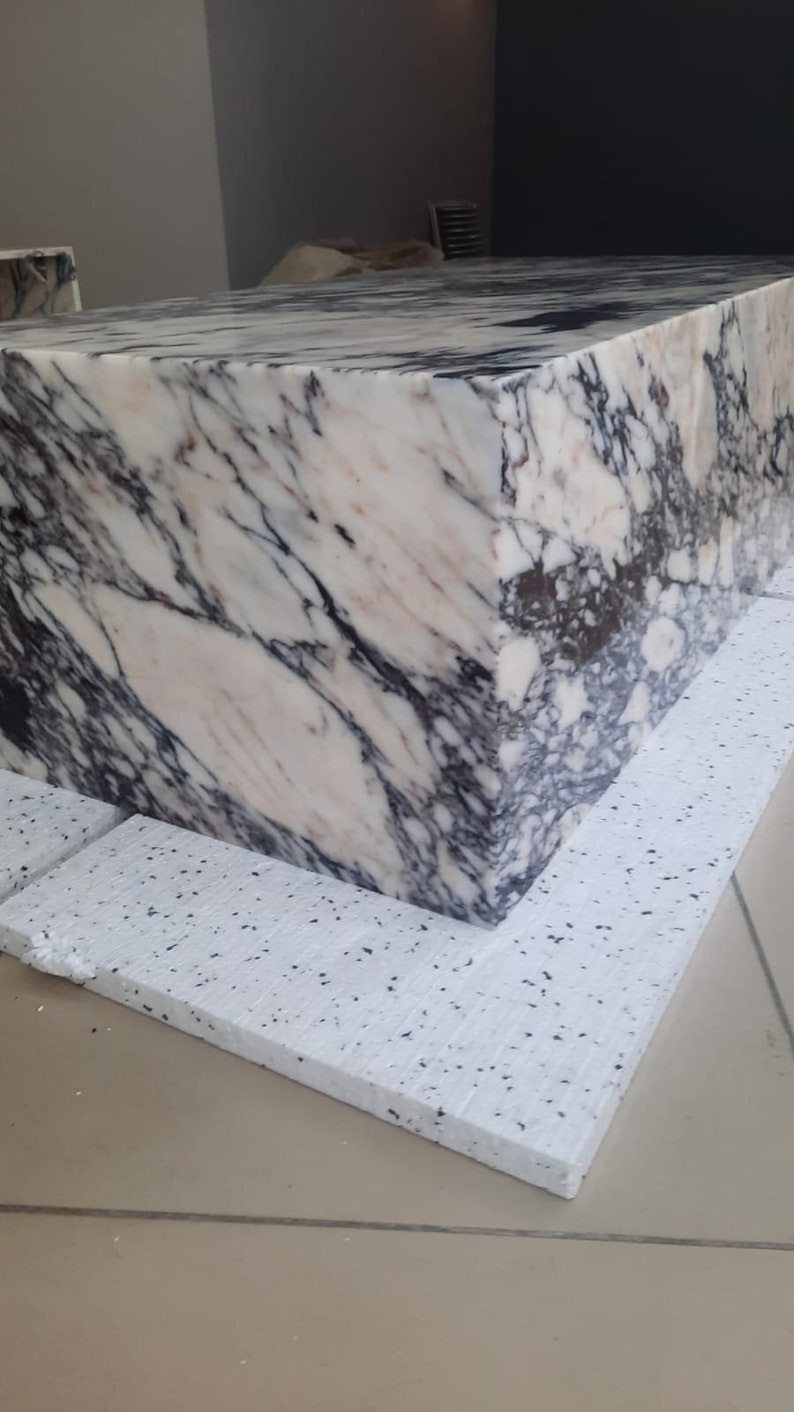 Calacatta Viola Marble Plinth Coffee Table: Natural Stone Cube - Etsy