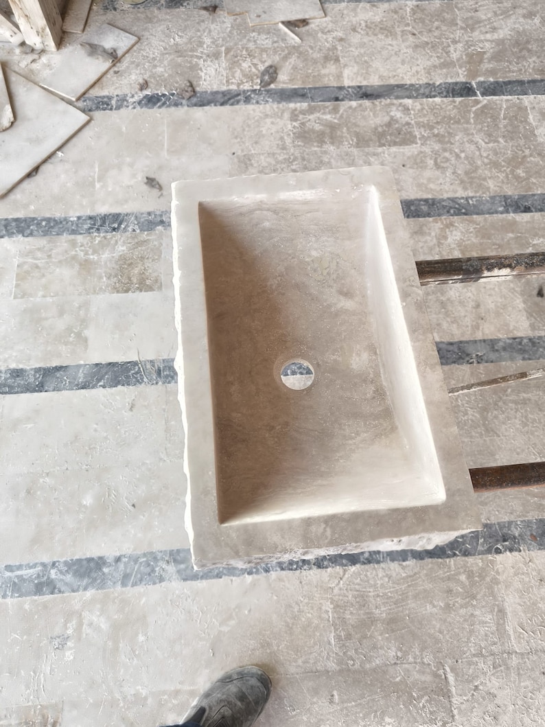 Handcrafted Natural Travertine Sink: Rustic Chiseled Design - Etsy