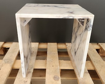 Handmade Calacatta Viola Marble Side Table: Natural Stone Coffee Table ...