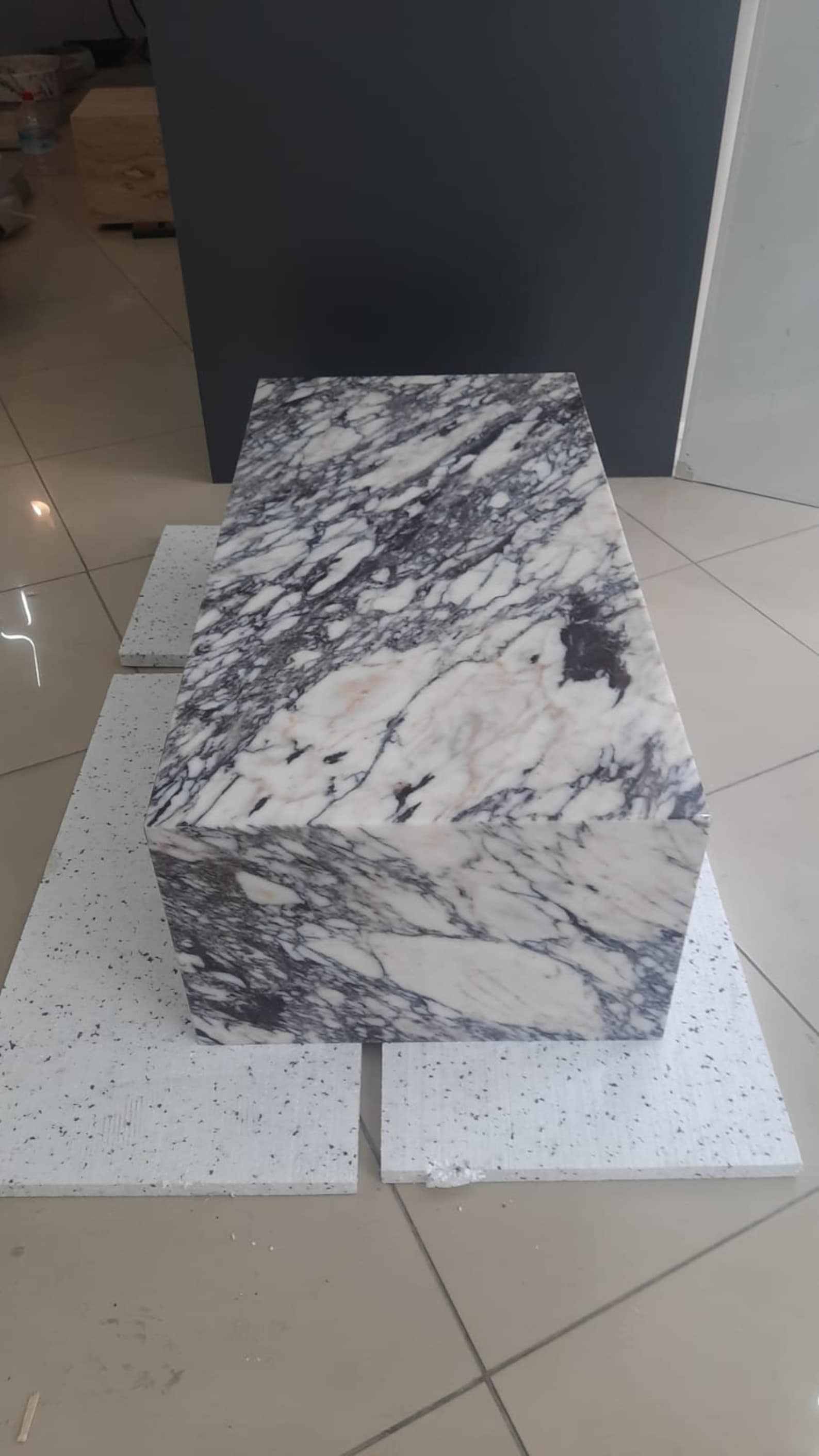 Calacatta Viola Marble Plinth Coffee Table: Natural Stone Cube - Etsy