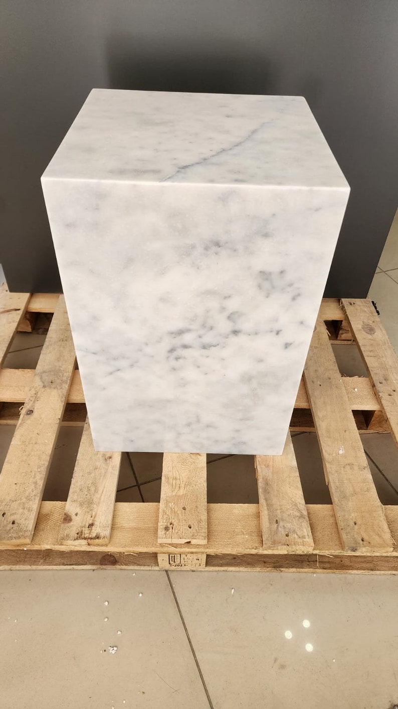 White Carrara Marble Side Table, Marble Plinth, Marble Coffee Table ...