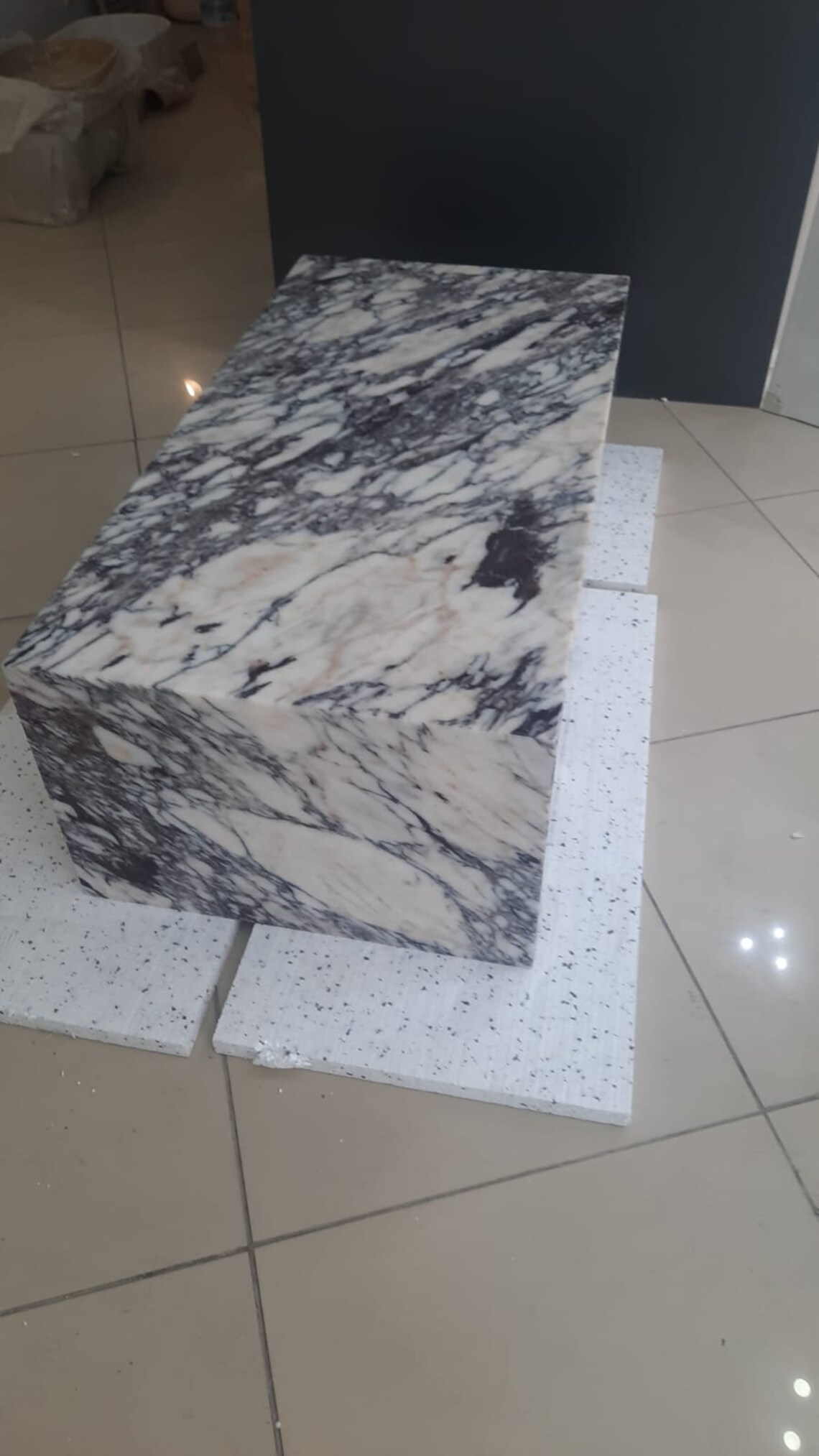Calacatta Viola Marble Plinth Coffee Table: Natural Stone Cube - Etsy