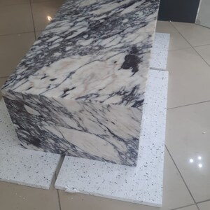 Calacatta Viola Marble Plinth Coffee Table: Natural Stone Cube - Etsy
