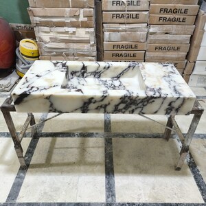 Calacatta Viola Marble Sink: Natural Stone Wall Mount Basin - Etsy