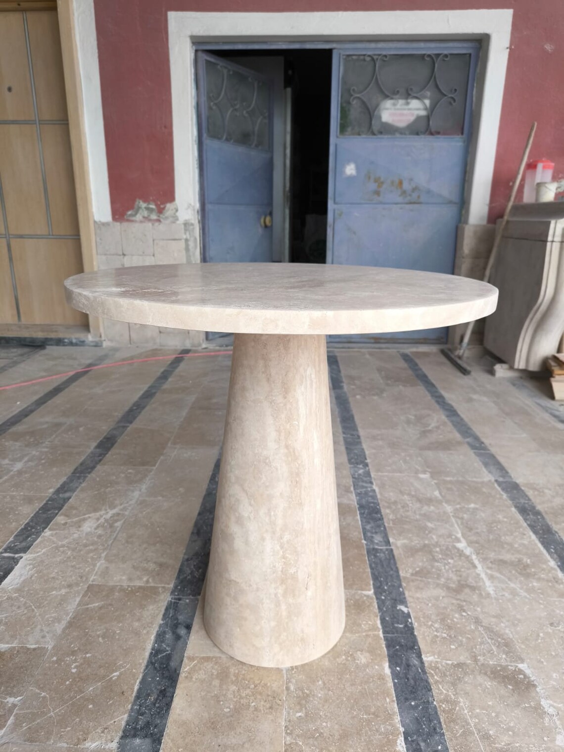 Travertine Plinth Coffee Table, Vintage Travertine Marble Table, Marble ...