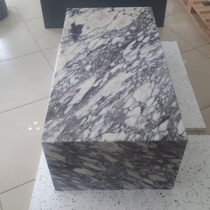 Calacatta Viola Marble Plinth Coffee Table: Natural Stone Cube - Etsy