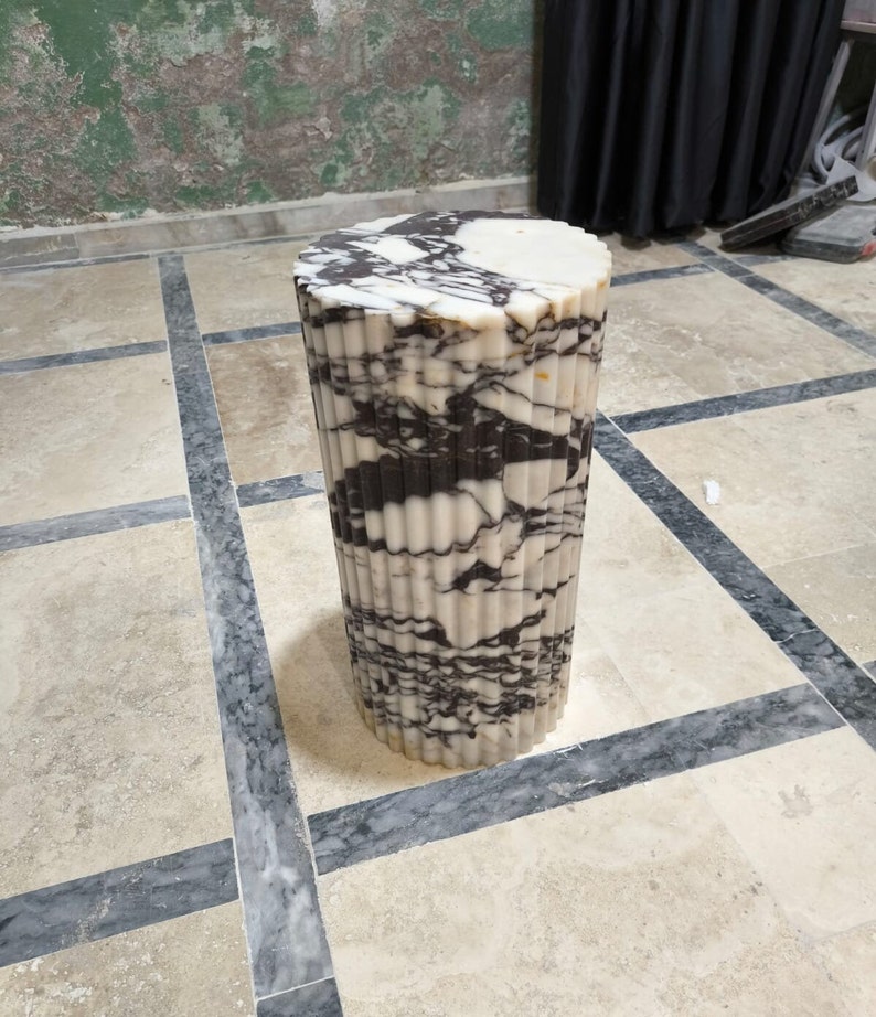 Calacatta Viola Marble Plinth Table: Natural Stone Pedestal - Etsy