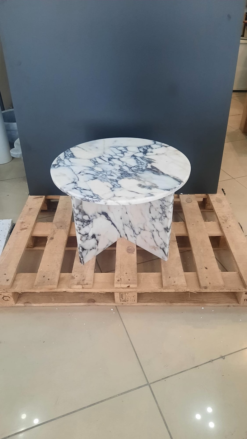 Calacatta Viola Marble Side Table, Custom Design Marble Plinth Table ...