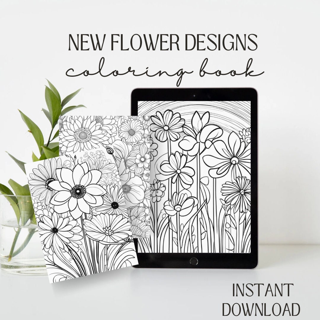 Intricate Flower Coloring Pages for Digital Download or Printable Art ...