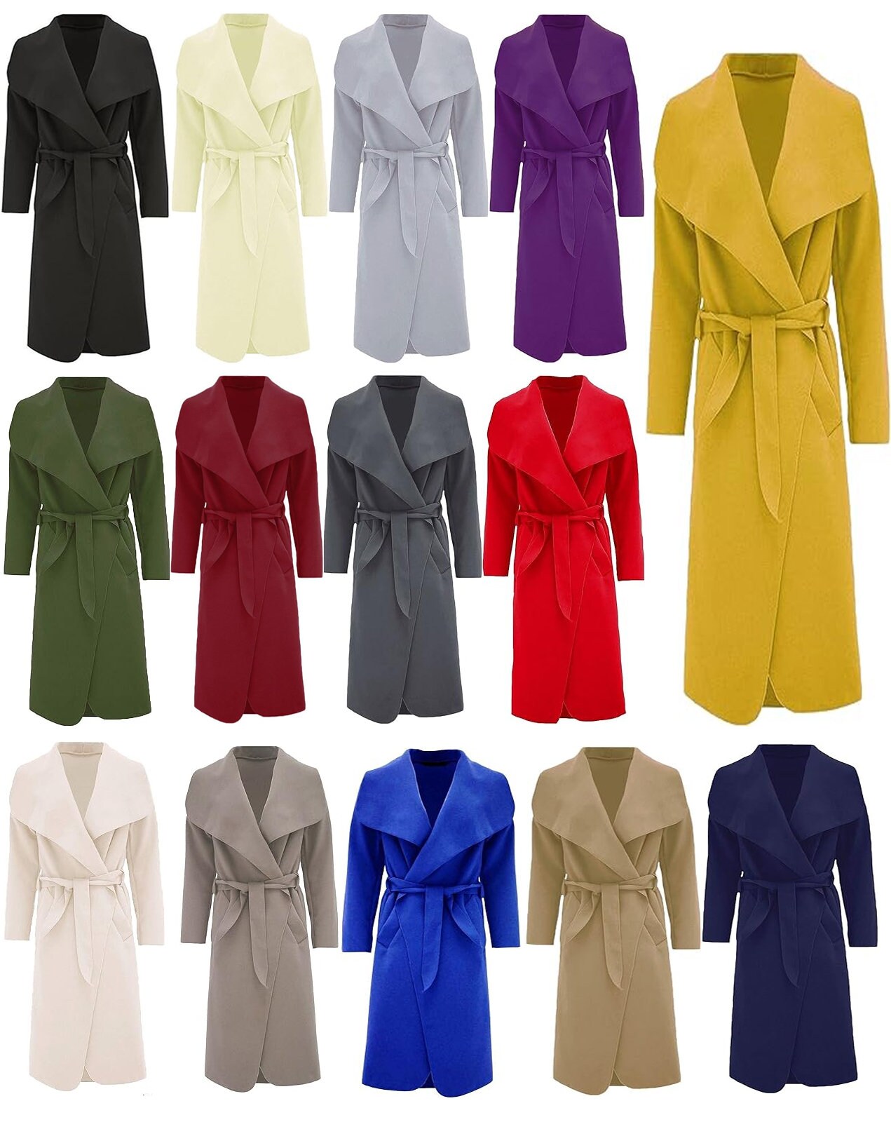 Womens Long Sleeve Italian Long Waterfall Duster Coat Ladies Comfy ...