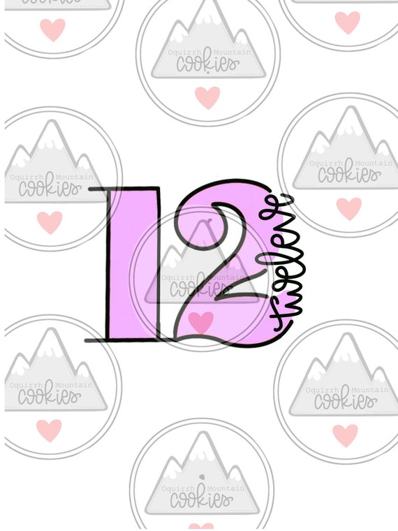 12 with letters Cookie Cutter 3 tall | Etsy