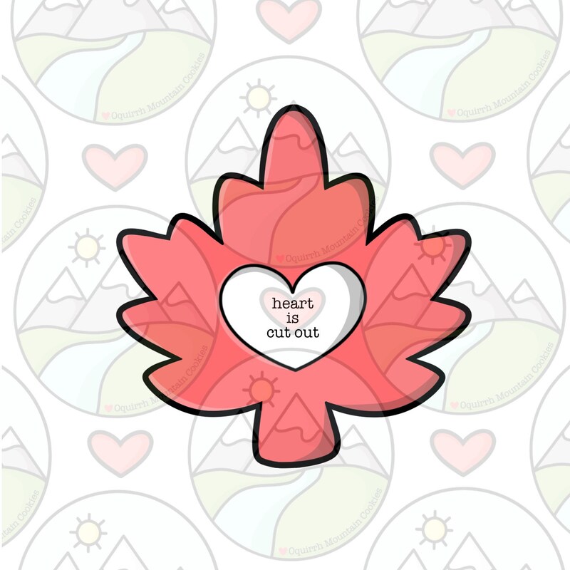 Maple Leaf Print With Heart - Etsy