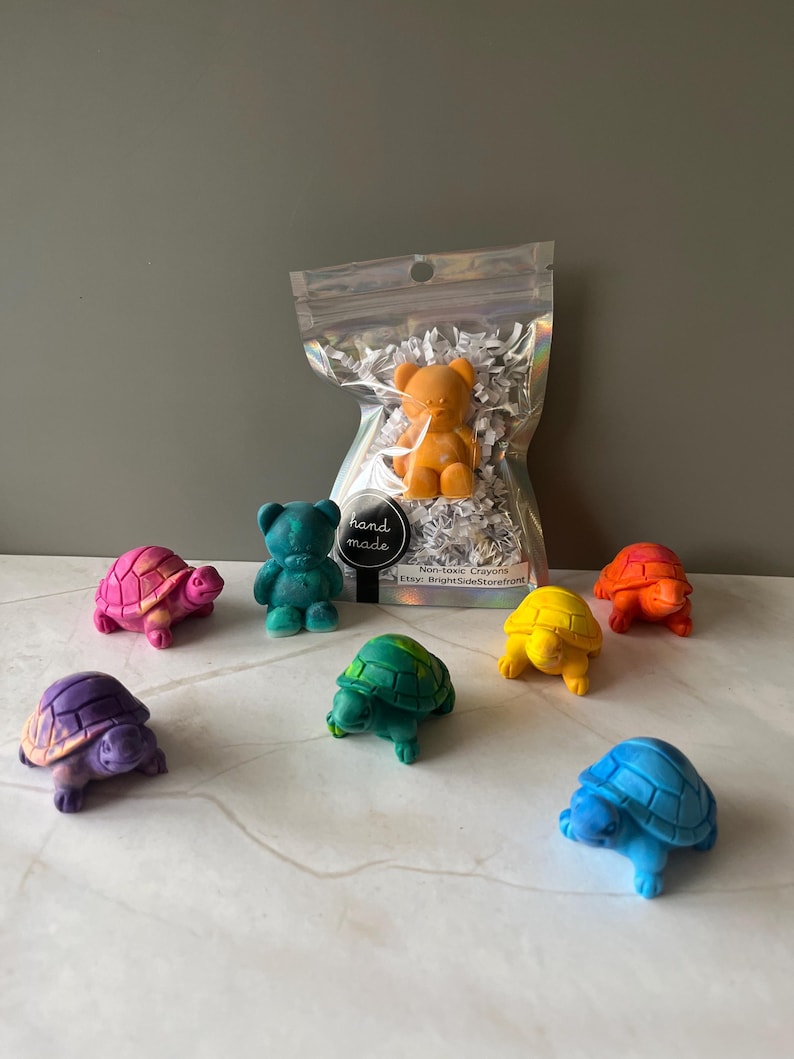 Individually Packaged Non-toxic 3D Handmade Crayons: Bears or Turtles ...