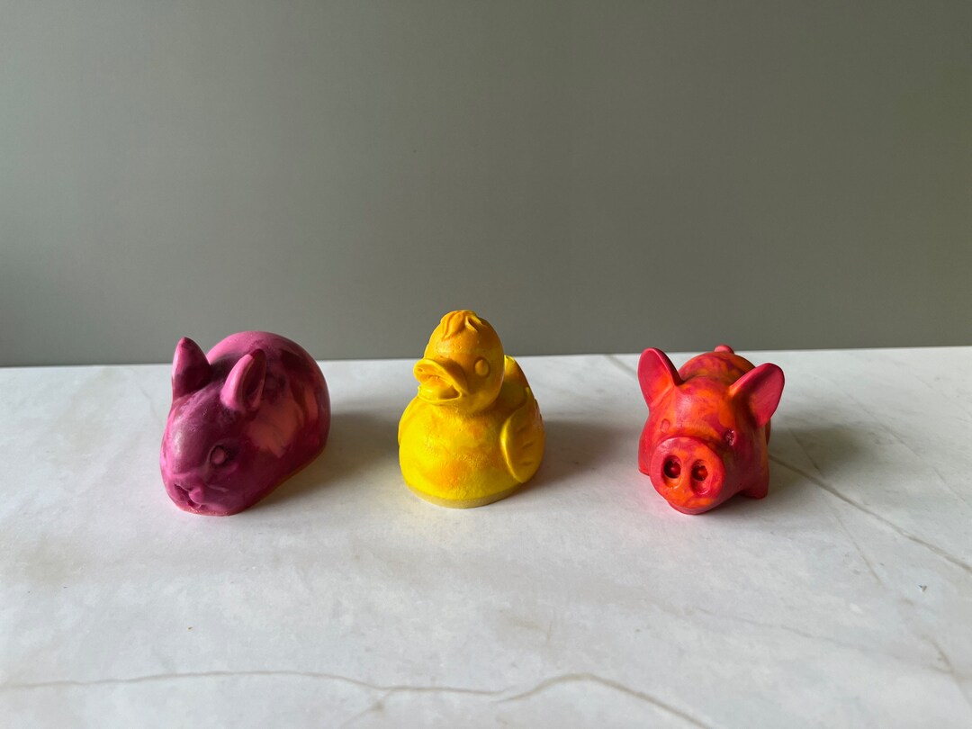 Farm Animals, Non-toxic 3D Handmade Crayon Sets (bunny, Duck, or Pig ...
