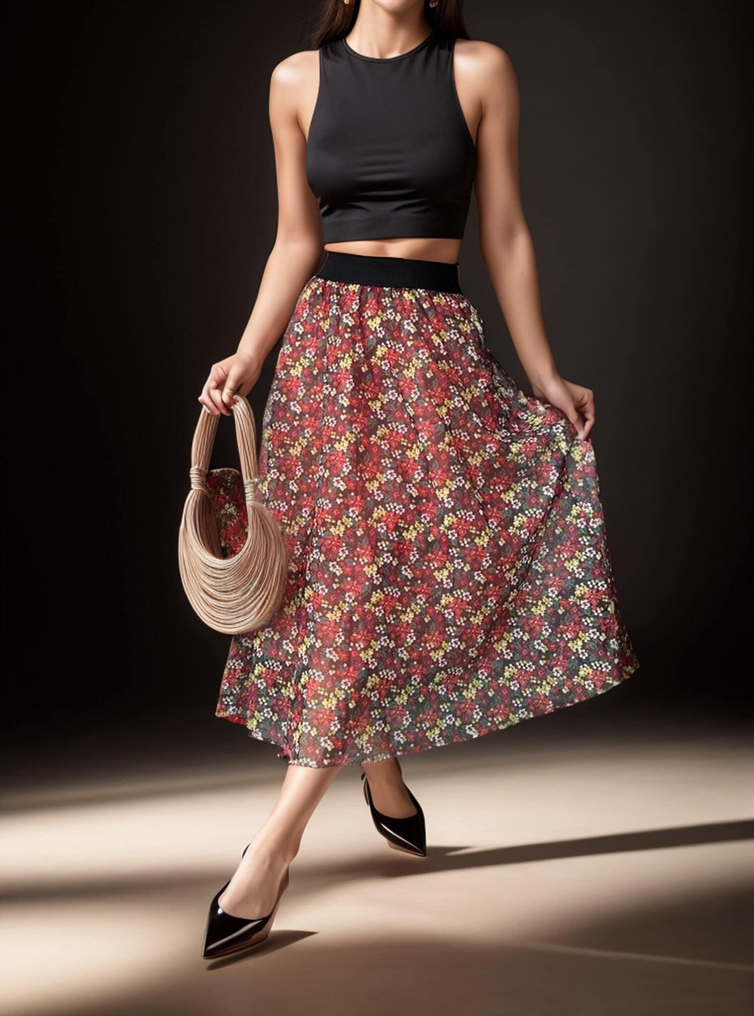 Bohemian Long Floral Skirt Vintage Inspired Maxi Skirt With Boho Chic ...