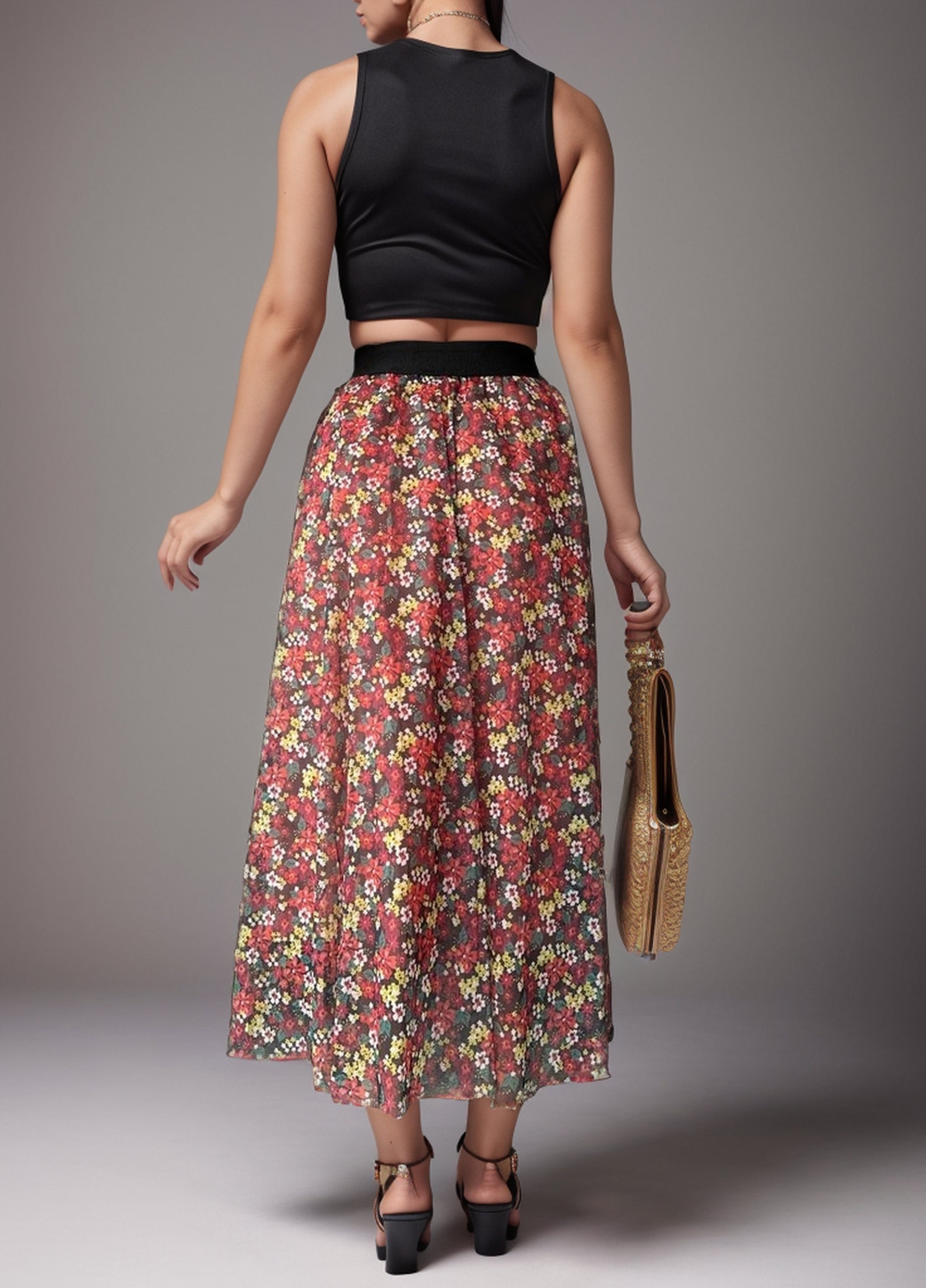 Bohemian Long Floral Skirt Vintage Inspired Maxi Skirt With Boho Chic ...