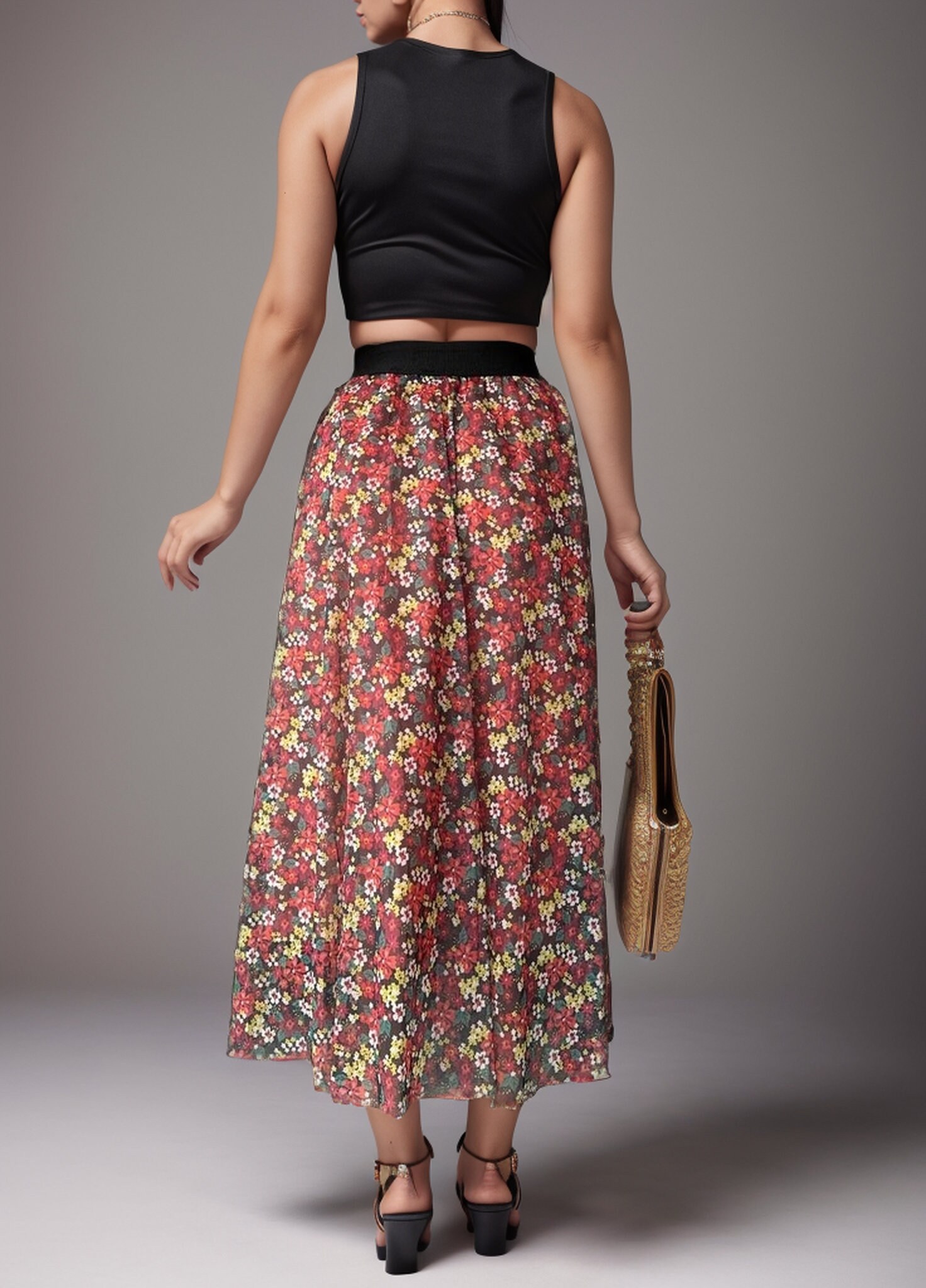 Bohemian Long Floral Skirt Vintage Inspired Maxi Skirt With Boho Chic ...