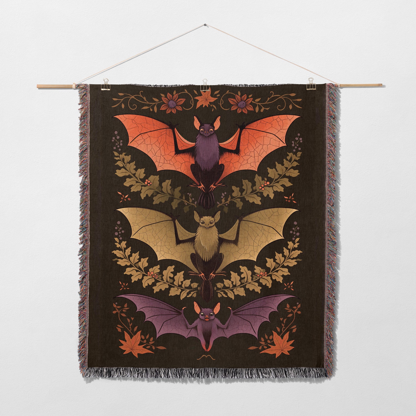 Medieval Bat Tapestry Inspired Woven Throw Blanket Dark Academia Decor ...
