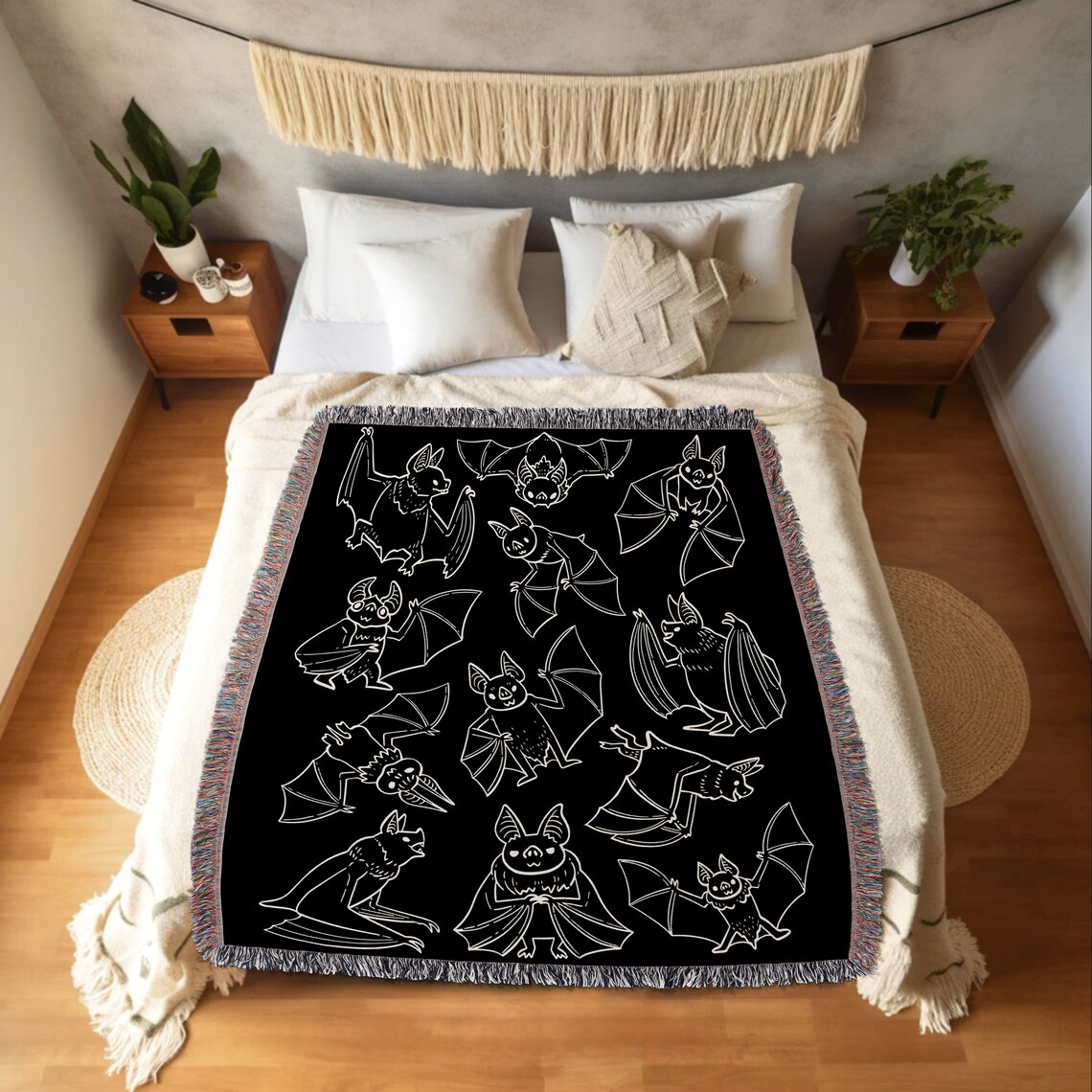 Bat Woven Blanket Dark Academia Decor Bats Woven Tapestry Blanket ...