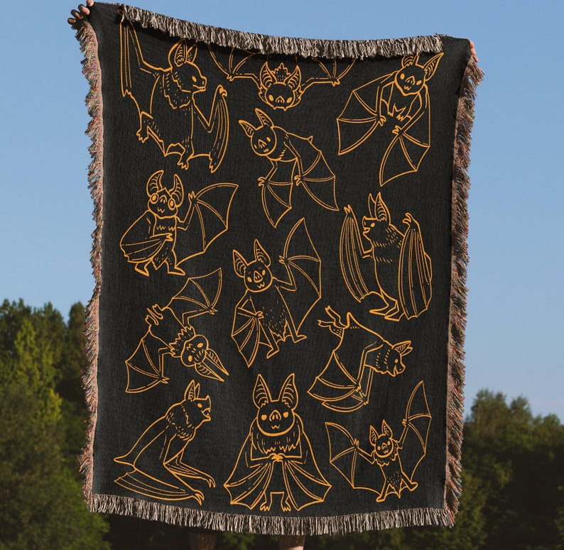 Bat Woven Blanket Dark Academia Decor Bats Woven Tapestry Blanket ...