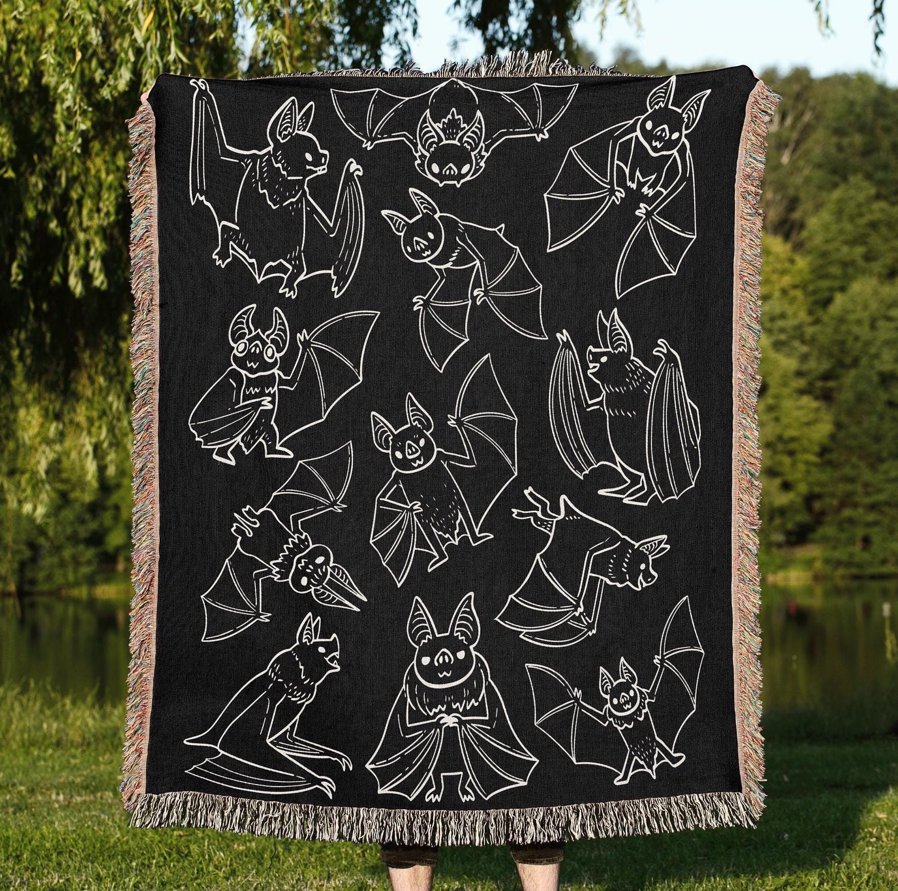 Bat Woven Blanket Dark Academia Decor Bats Woven Tapestry Blanket ...