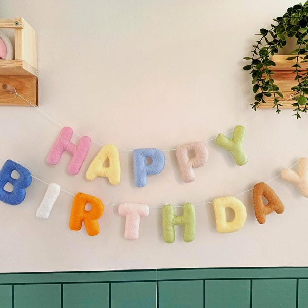 Happy Birthday Felt Banner - Etsy