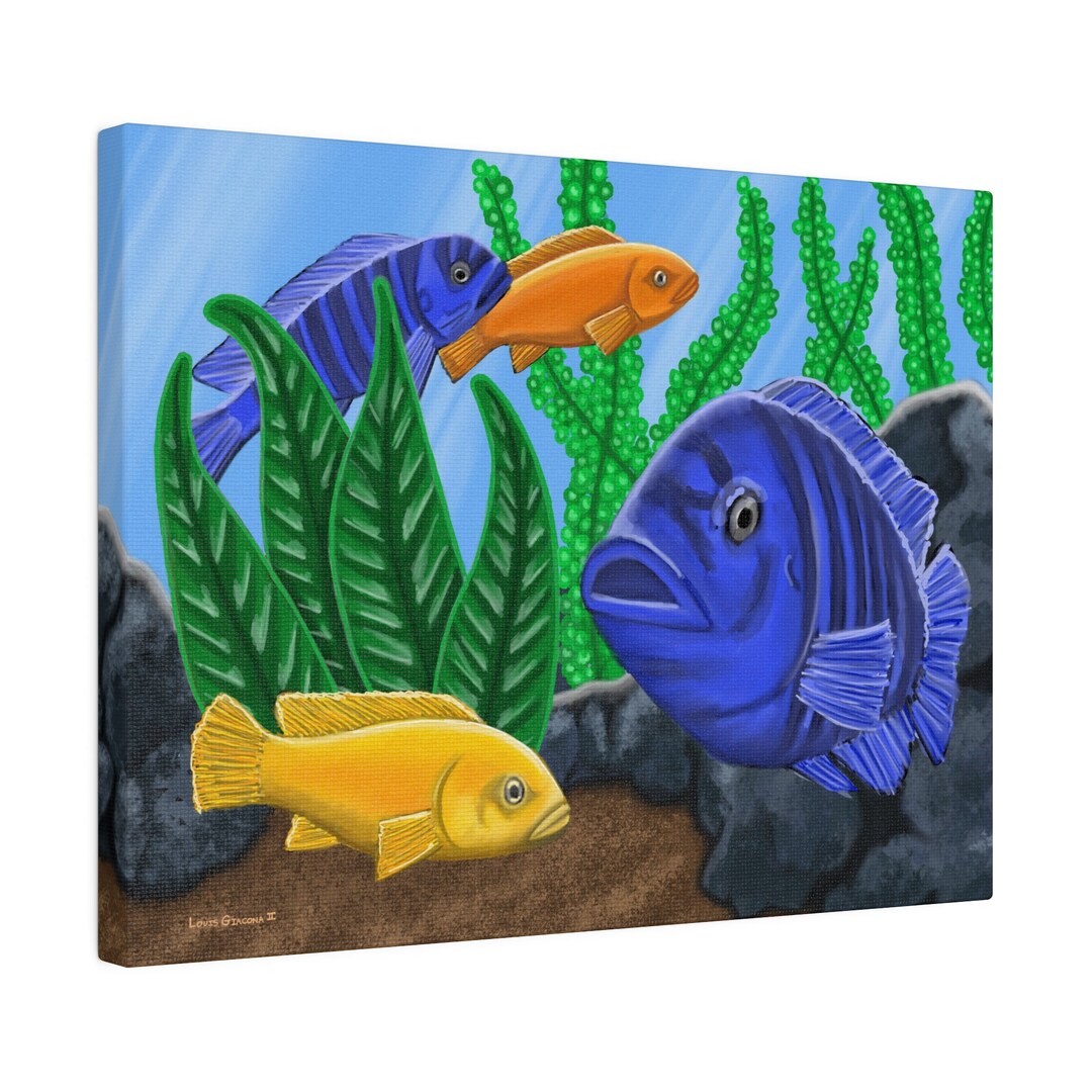 Aquarium Fish African Cichlids Painting on Canvas - Etsy