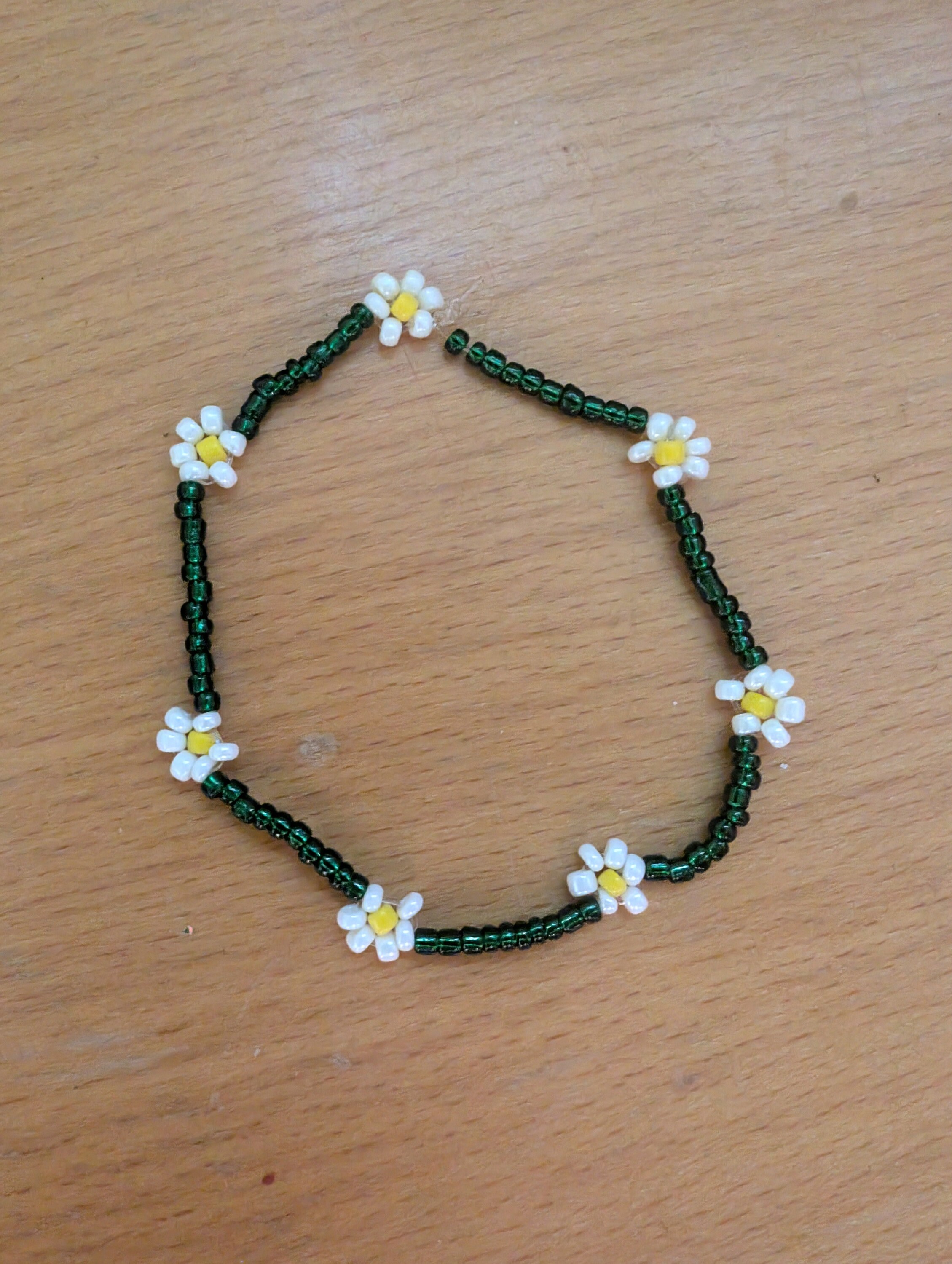 Cutesy Green Seed Bead Flower Bracelet - Made With Stretchy Elastic - Etsy