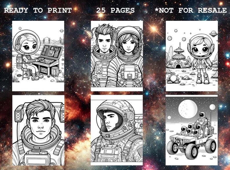 Astronauts, 25 Colouring Pages for Boys and Girls, Coloring for Kids ...