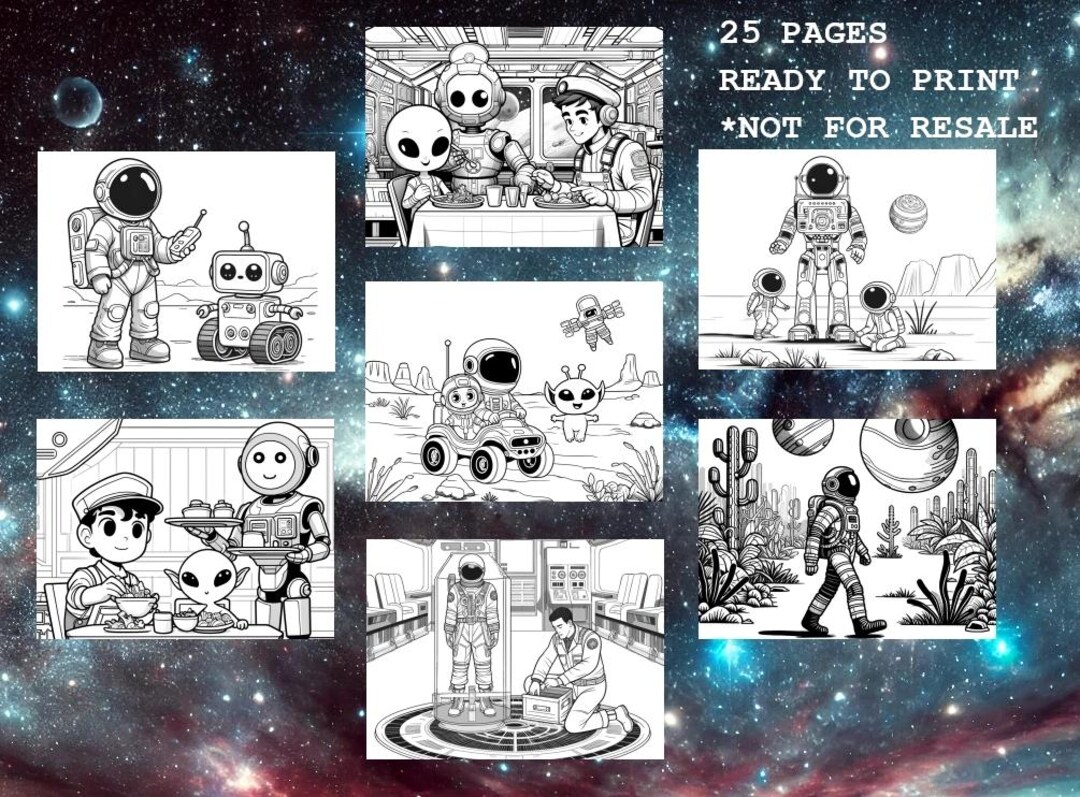 Astronauts, 25 Colouring Pages for Boys and Girls, Coloring for Kids ...